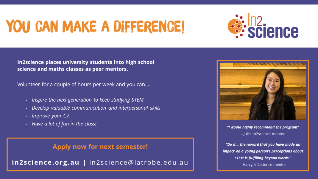 In2science STEM peer mentoring in schools: for La Trobe STEM students ...